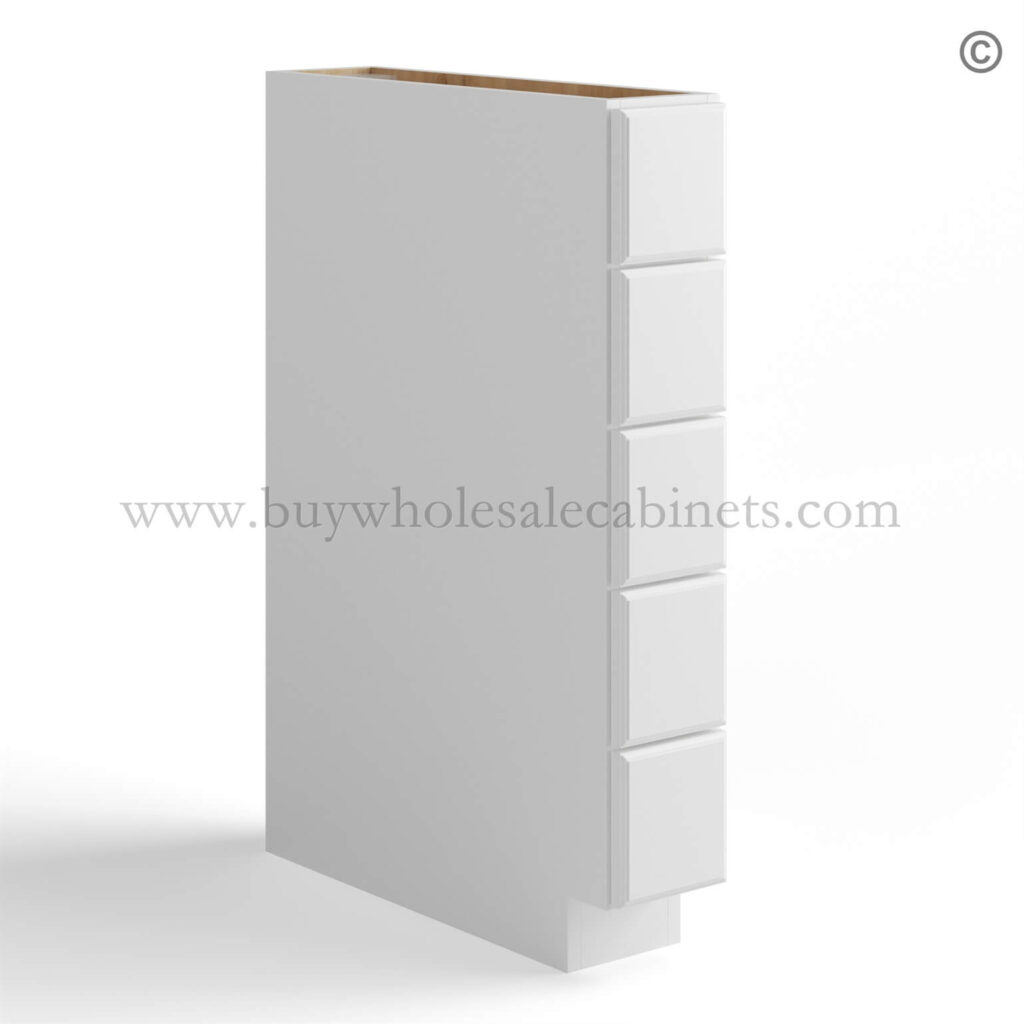 White Shaker Base Spice Cabinet with 5 Drawers - BWC