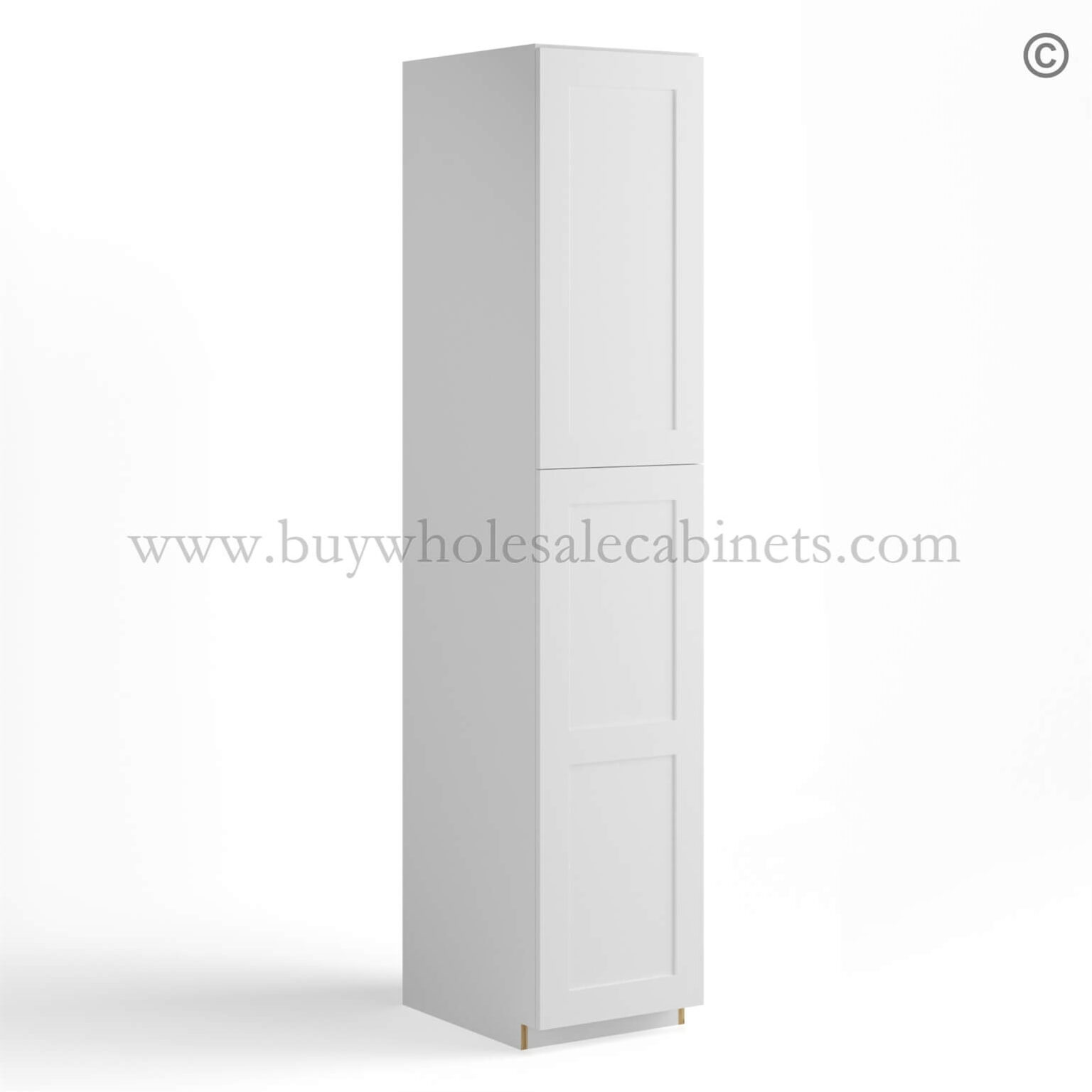 White Shaker 18 W Two Single Door Utility Pantry Cabinet