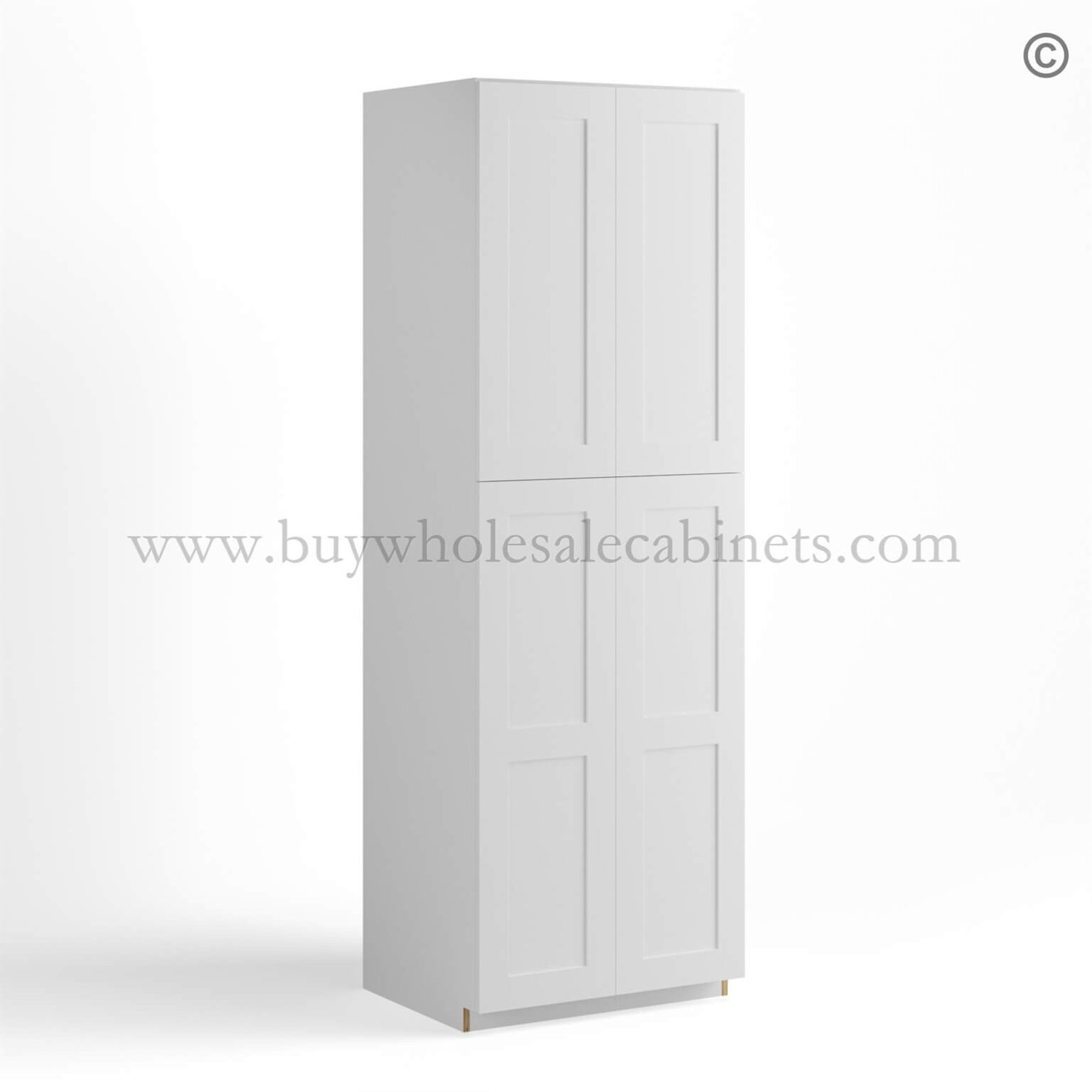 White Shaker 24 W Two Double Door Utility Pantry Cabinet-BWC