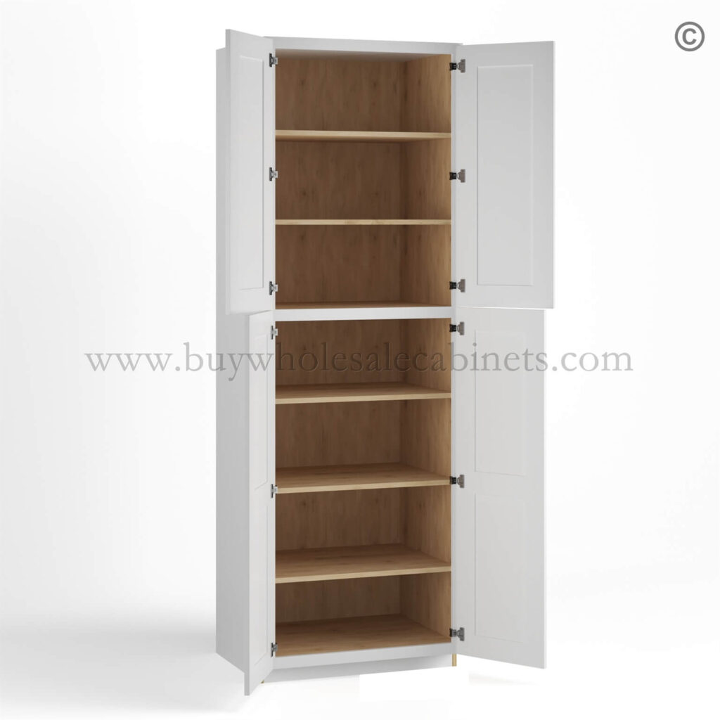 White Shaker 24 W Two Double Door Utility Pantry Cabinet-BWC