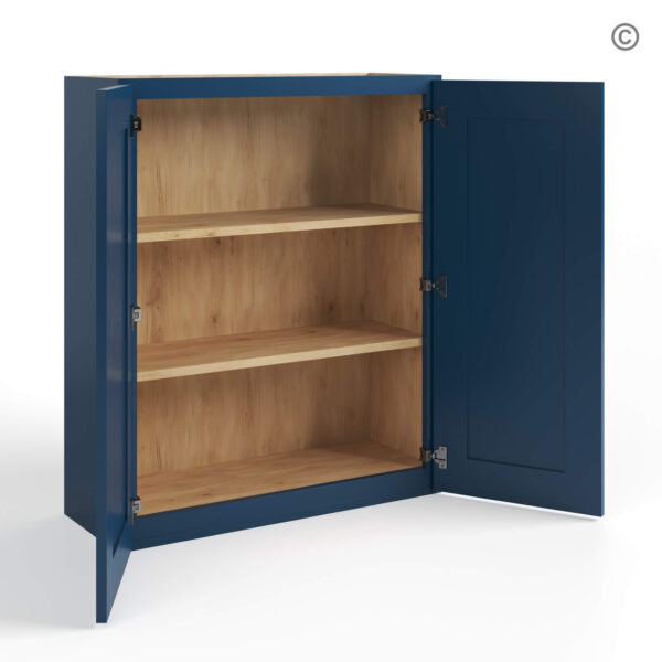 Navy Blue Shaker 36 H Double Door Wall Cabinet