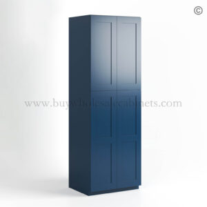 Navy Blue Shaker 24 W Two Double Door Utility Pantry Cabinet