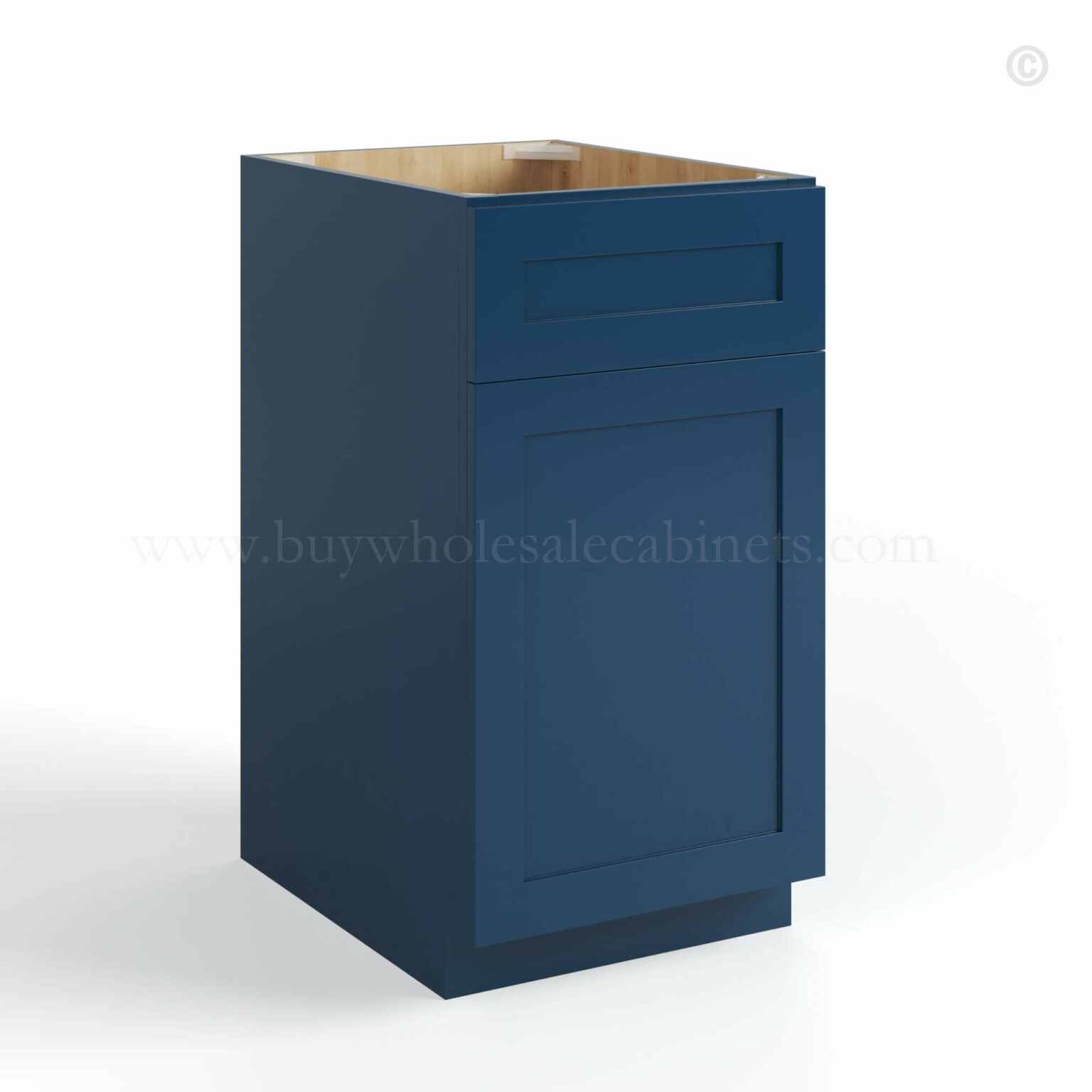 Navy Blue Shaker Sink Base With Double Doors and False Drawers - BWC