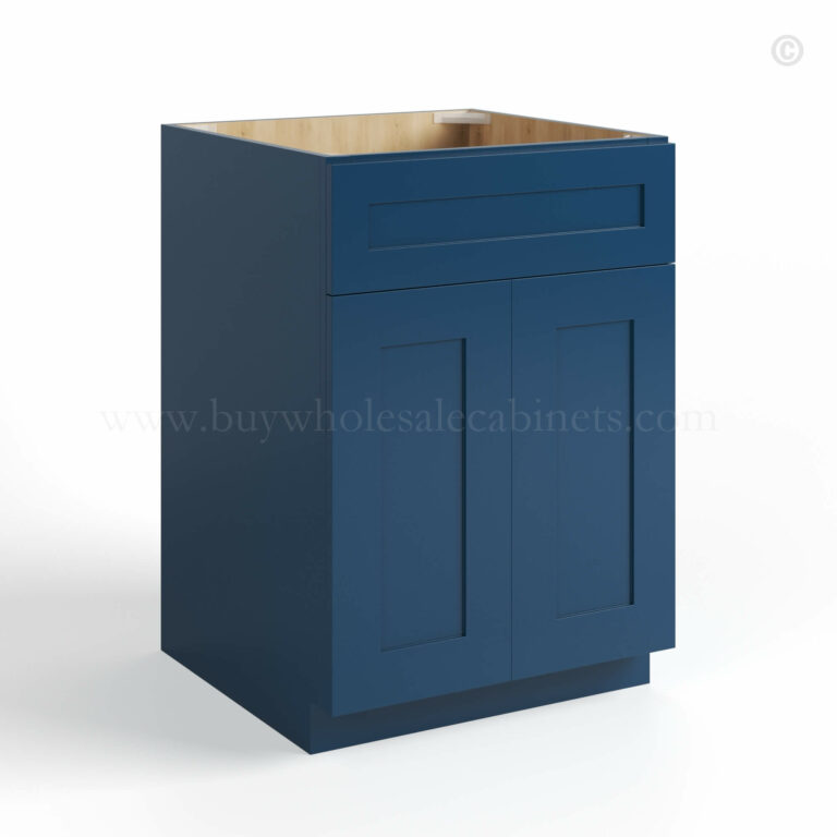 Navy Blue Shaker Sink Base With Double Doors and Drawers