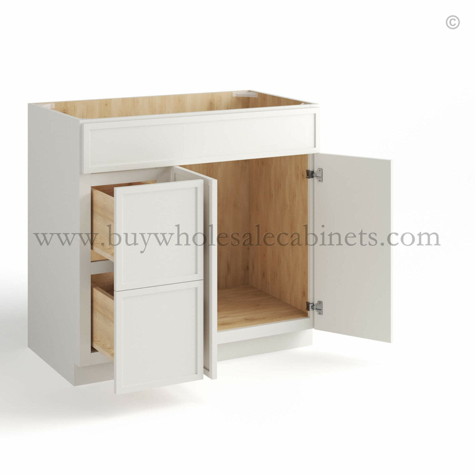 Dove White Slim Shaker Vanity Drawer Cabinet - BWC