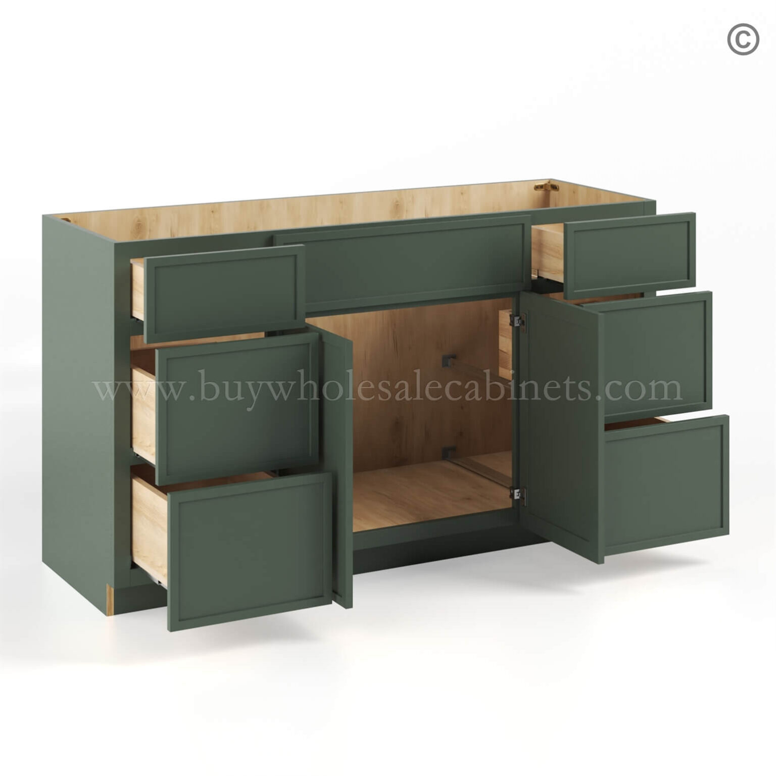 Slim Shaker Green Vanity Sink Base Combo 60W - BWC