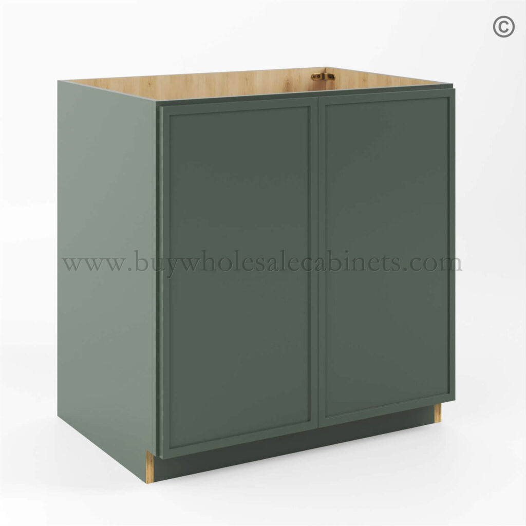 Slim Shaker Green Full Height Door Base Cabinets Double Door - BWC