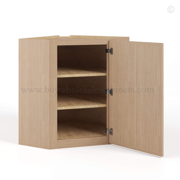 Slim Oak Shaker Diagonal Corner Wall Cabinet - BWC