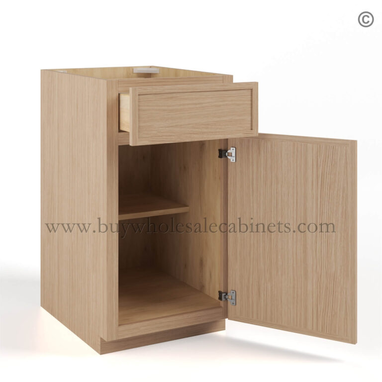 Slim Oak Shaker Base Cabinet Single Door and Drawer - BWC