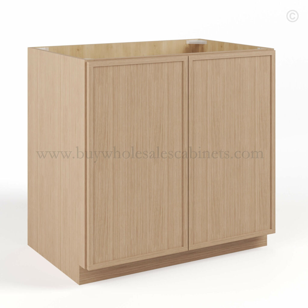 Slim Oak Shaker Base Cabinet Double Doors Full Height - BWC