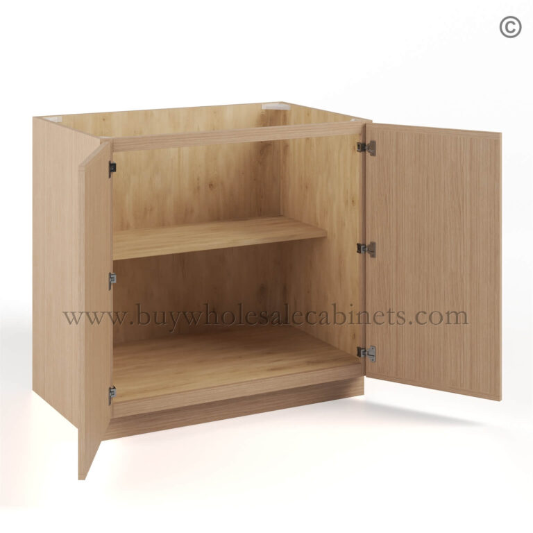 Slim Oak Shaker Base Cabinet Double Doors Full Height - BWC