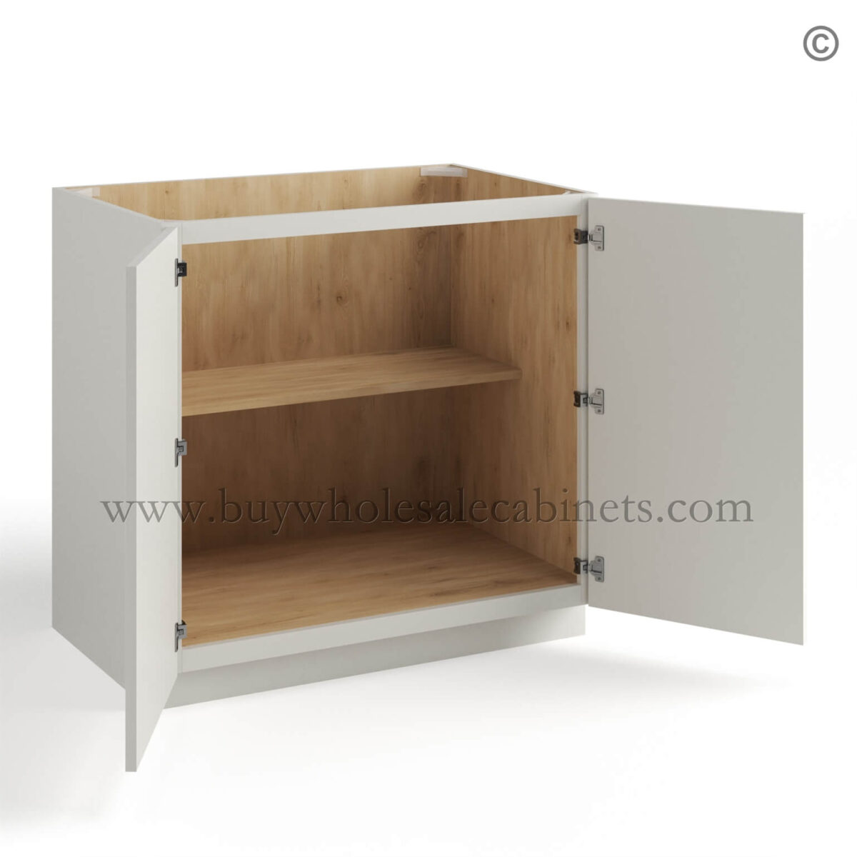 Dove White Slim Shaker Base Cabinet Double Doors Full Height - BWC