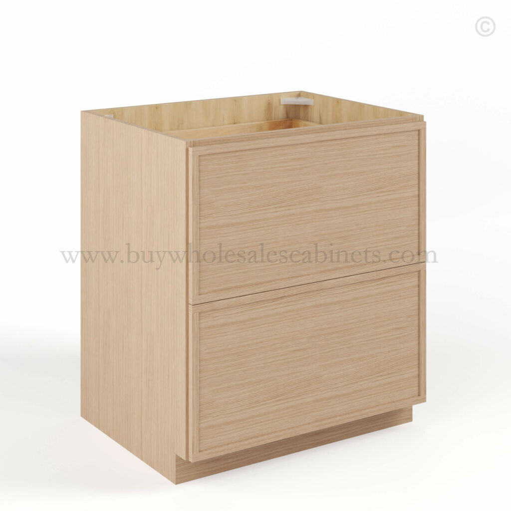 Slim Oak Shaker Two Drawer Base - BWC