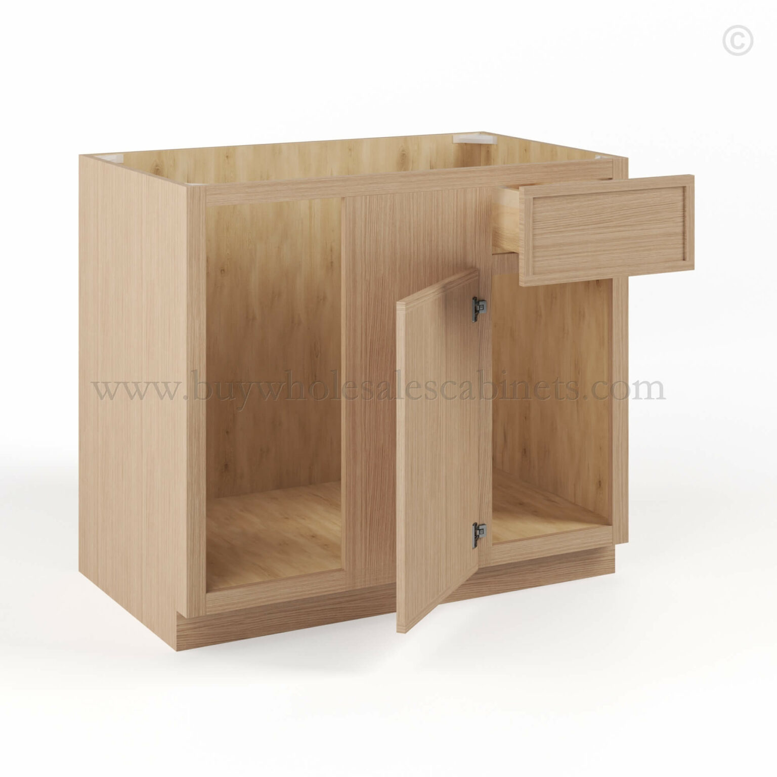 Slim Oak Shaker Blind Corner Base Cabinet - BWC