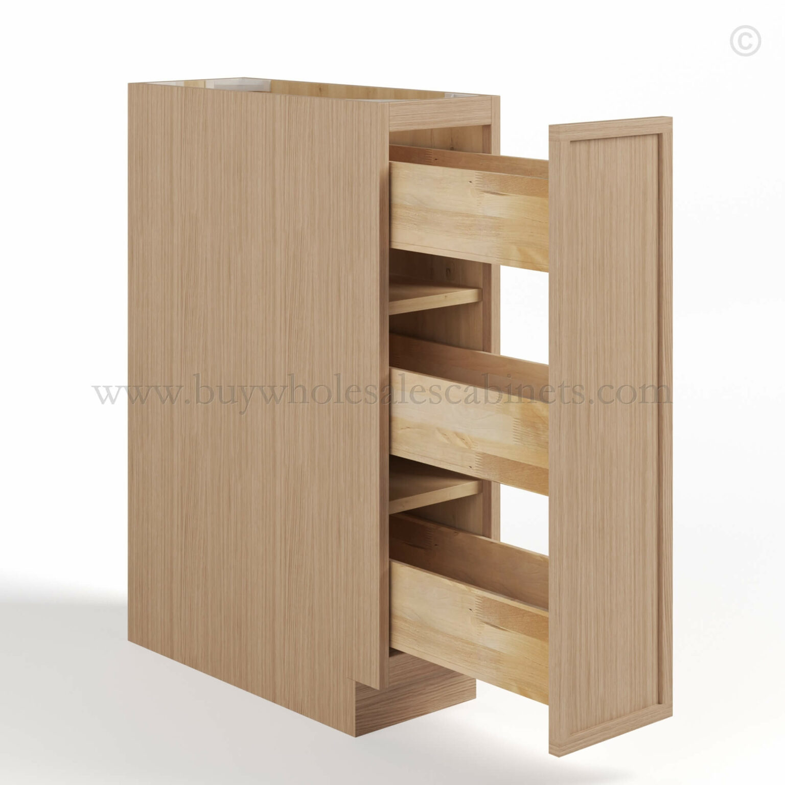 Slim Oak Shaker Spice Pull Base Cabinet - BWC