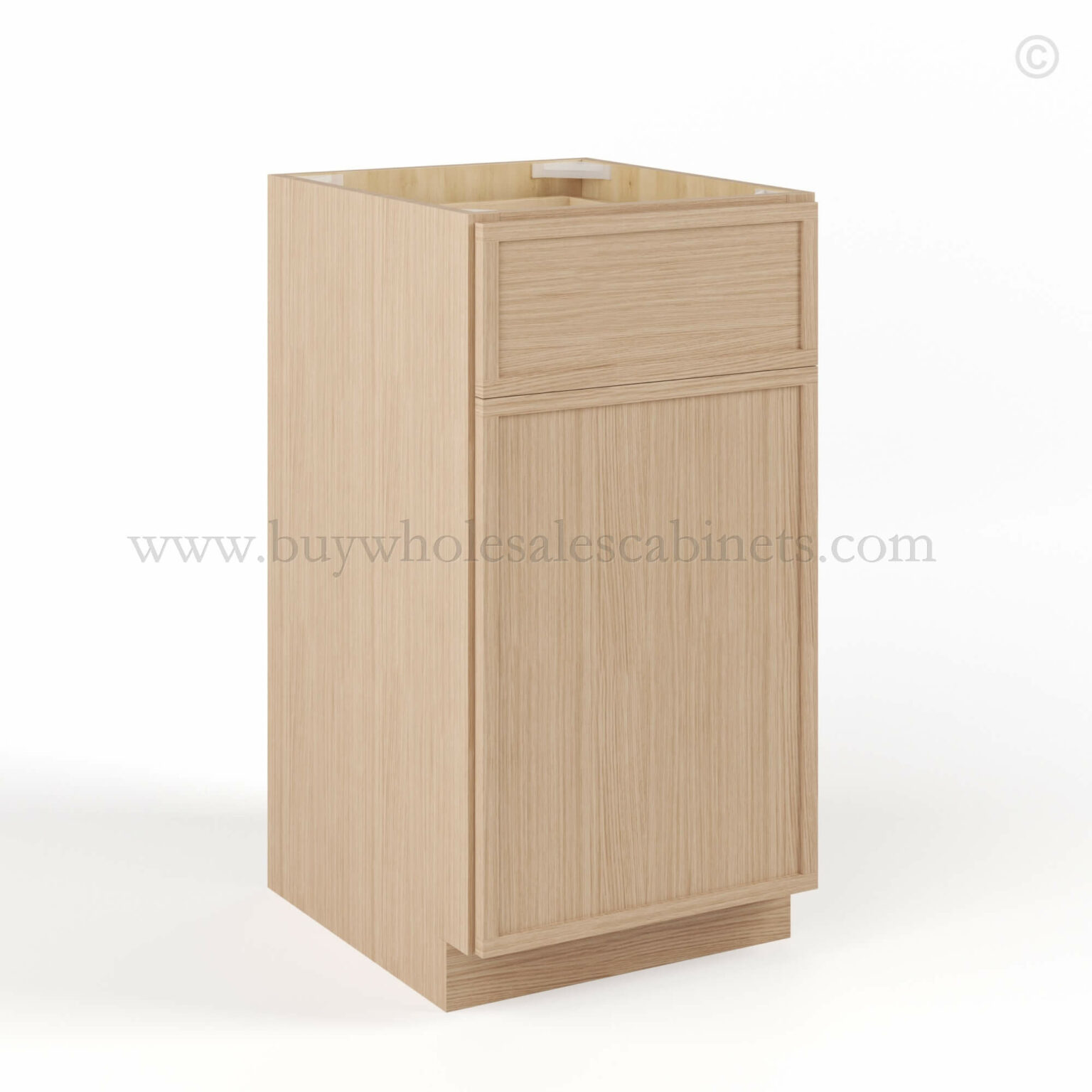 Slim Oak Shaker Trash Base Cabinet - BWC