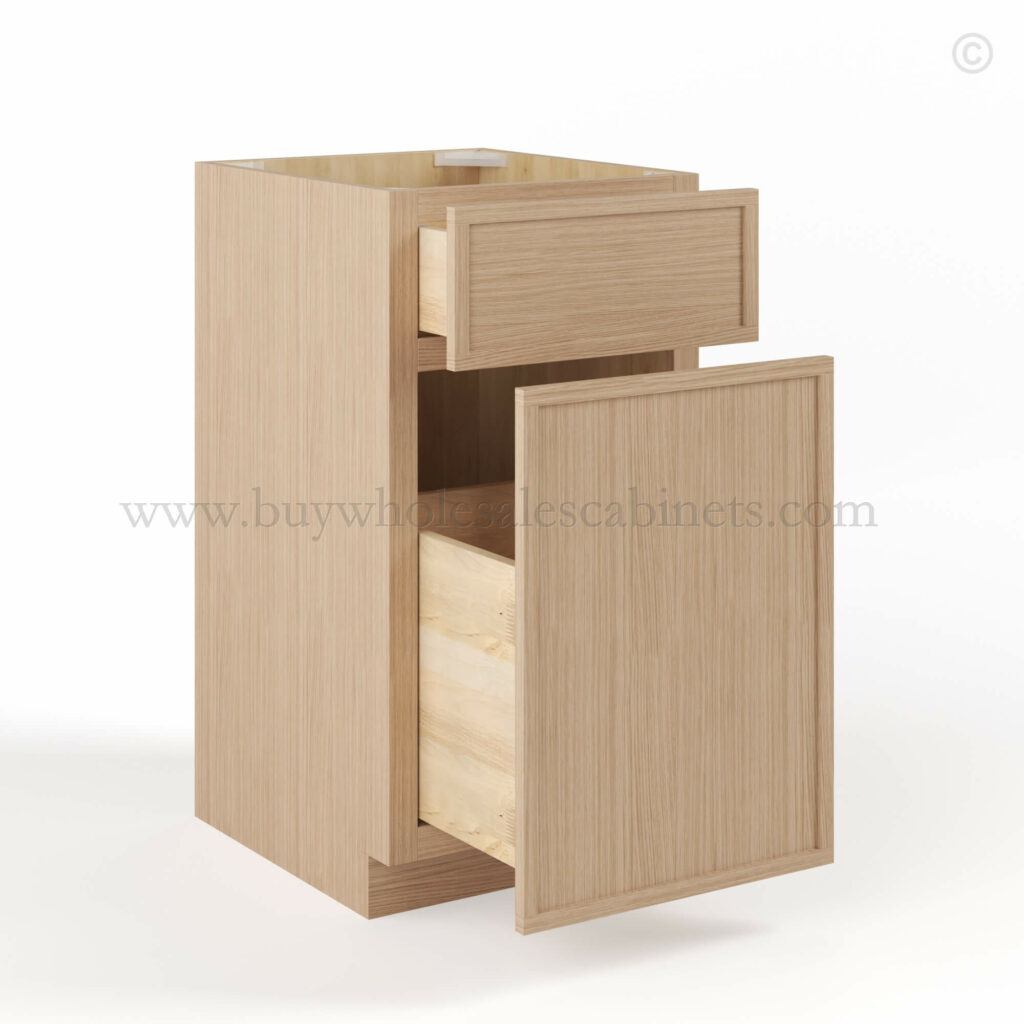Slim Oak Shaker Trash Base Cabinet - BWC
