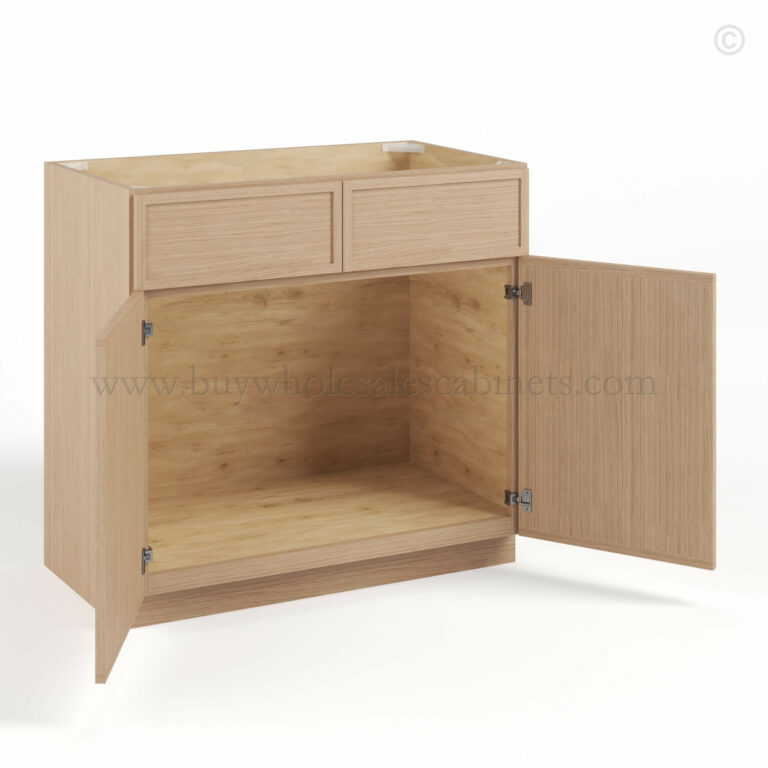 Slim Oak Shaker Sink Base With Double Doors - BWC