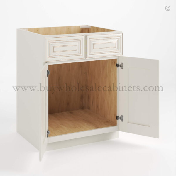 Charleston White Raised Panel Sink Base - Double Door | BWC