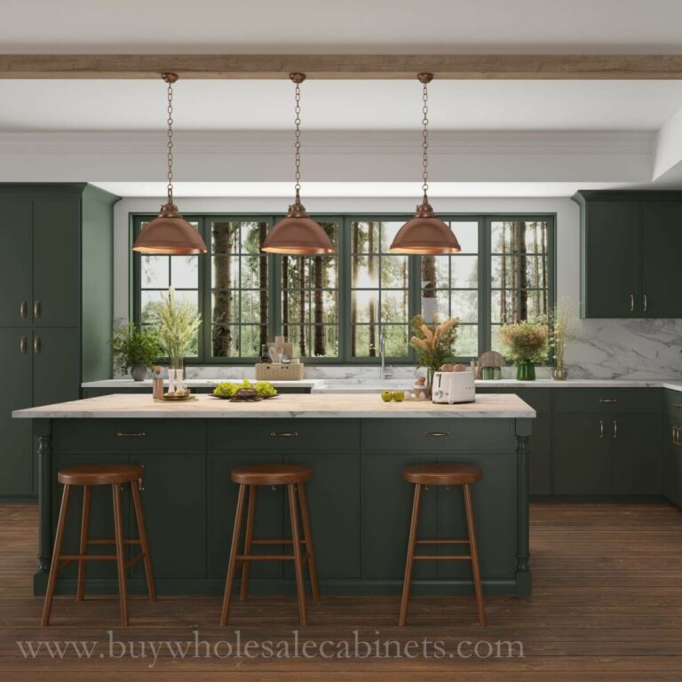 Slim Shaker Green Vanity Linen Cabinet - BWC