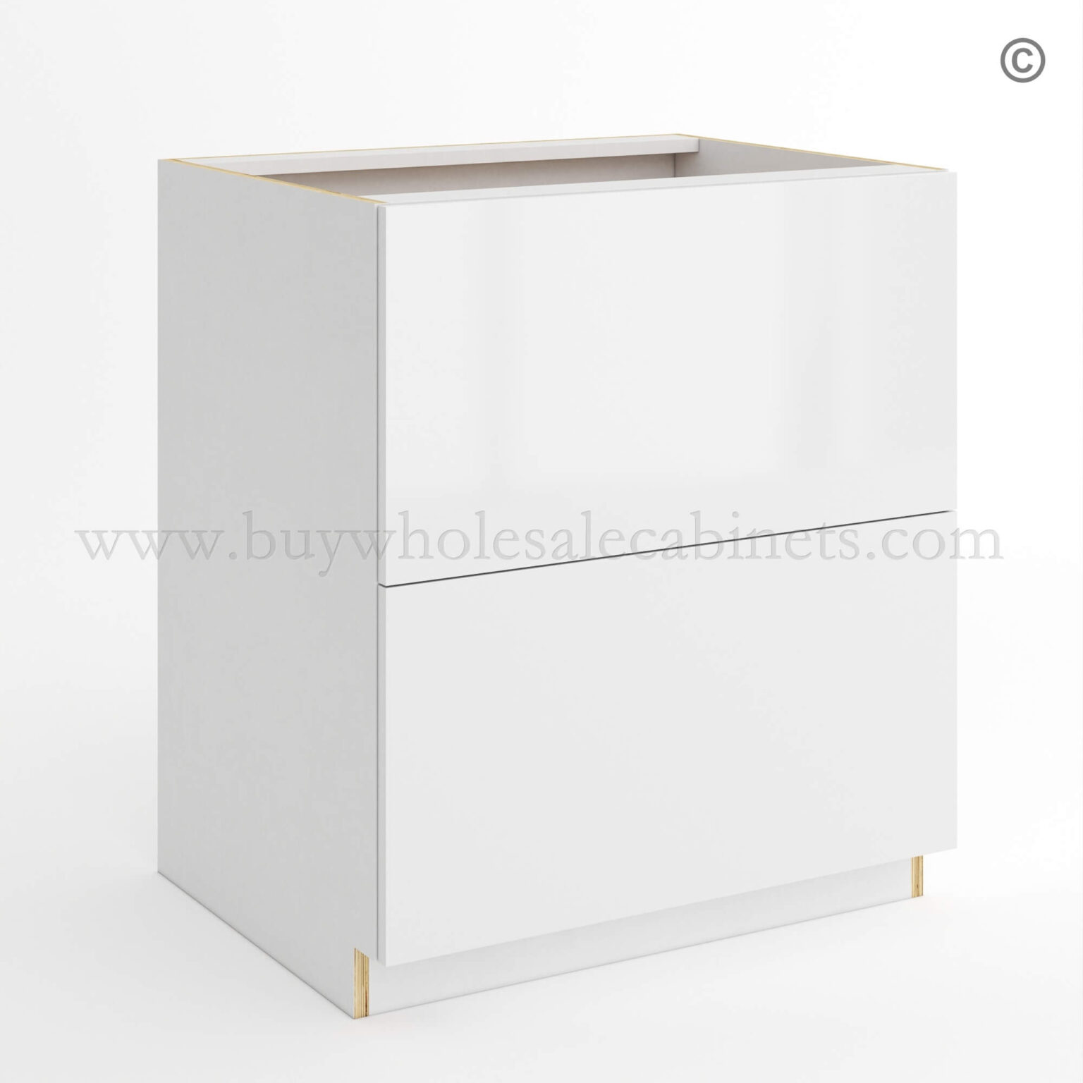Frameless High Gloss White RTA Cabinets - BWC