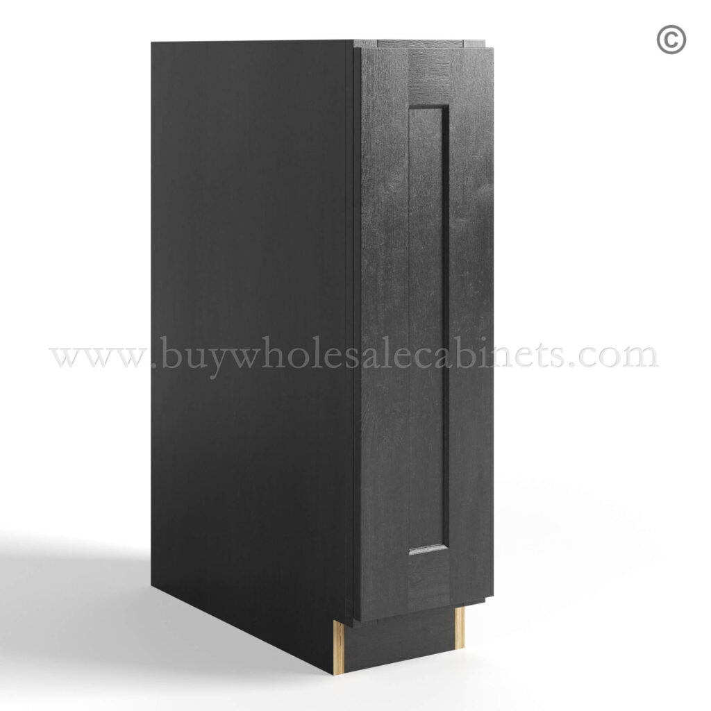 Charcoal Black Shaker Full Height Door Base Cabinets Single Door - BWC