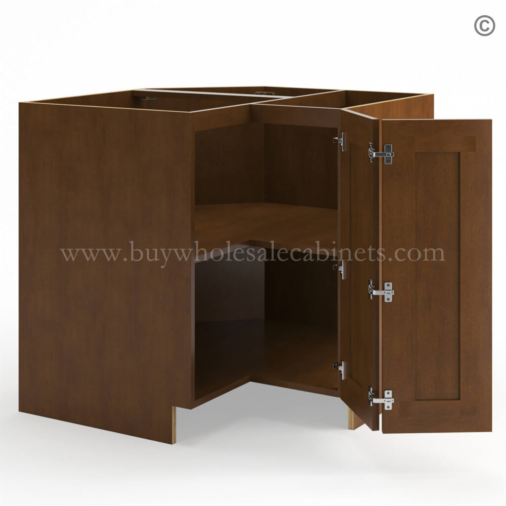 Frameless Classic Chestnut Base Cabinet With Metal Lazy Susan