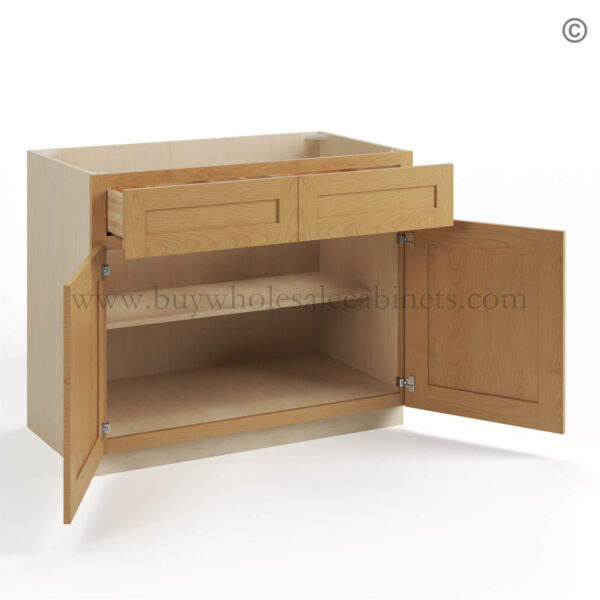 Treasure Chest Shaker Base Cabinet with Double Doors and Drawers - BWC