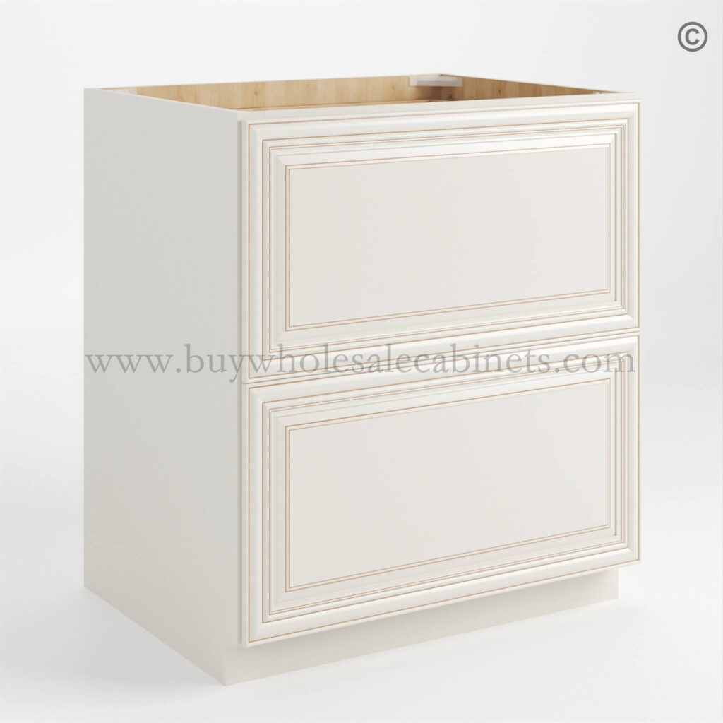 Charleston White Raised Panel Sink Base With Double Doors and Drawers - BWC