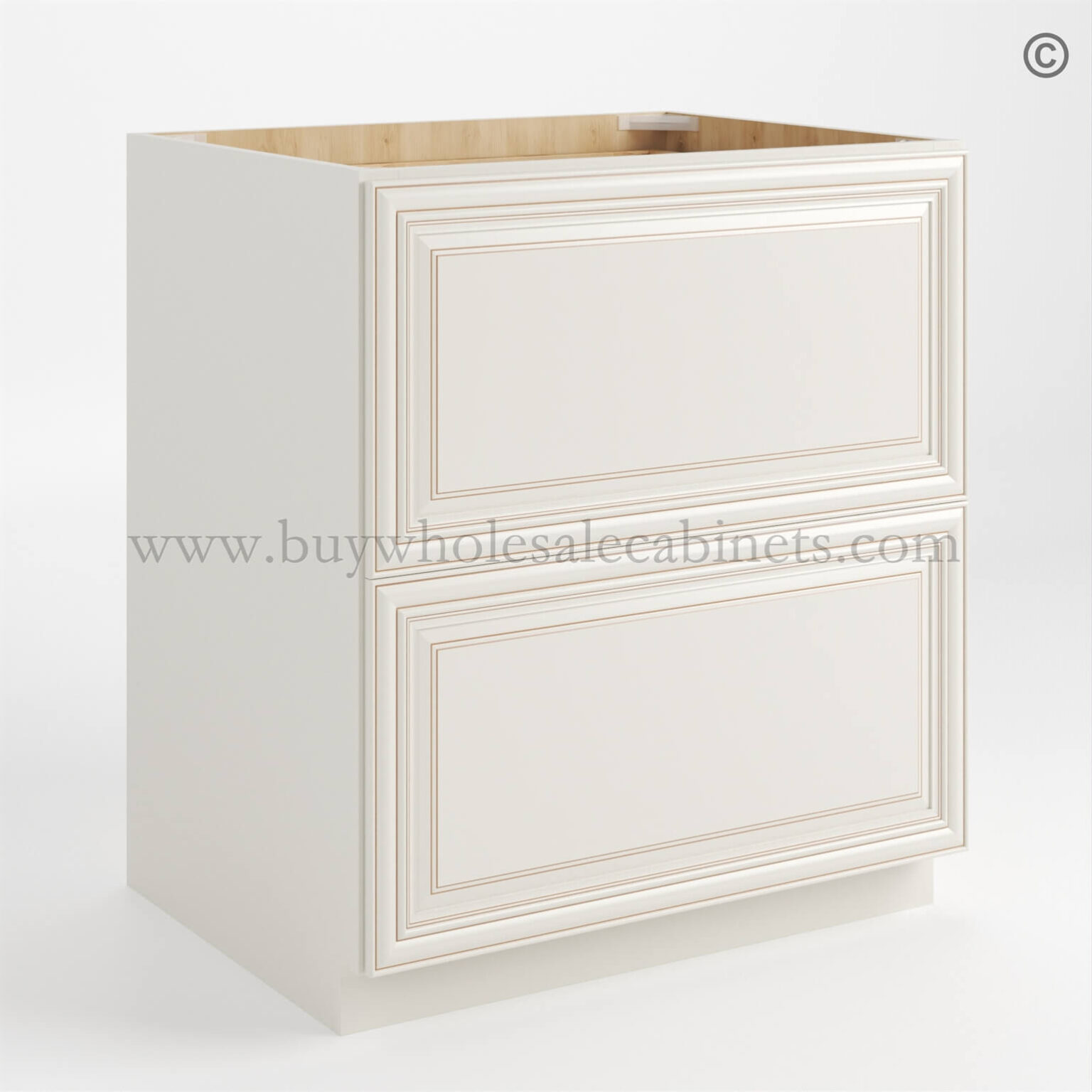 Charleston White Raised Panel Sink Base With Double Doors and Drawers - BWC