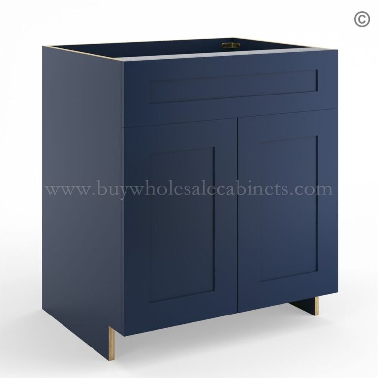 Frameless Oxford Blue Sink Base Cabinet -Efficient & Elegant