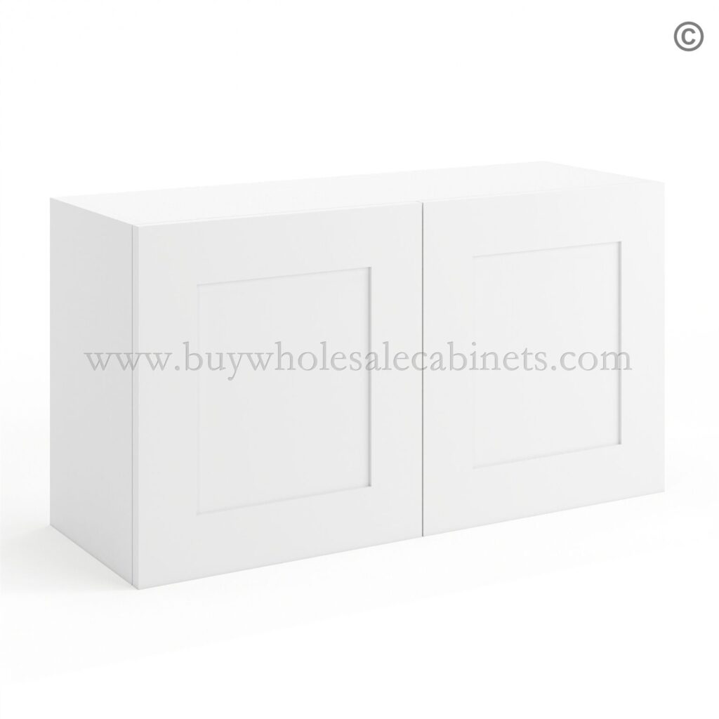 Frameless Modern White Shaker Deep Wall Cabinet - No Shelf