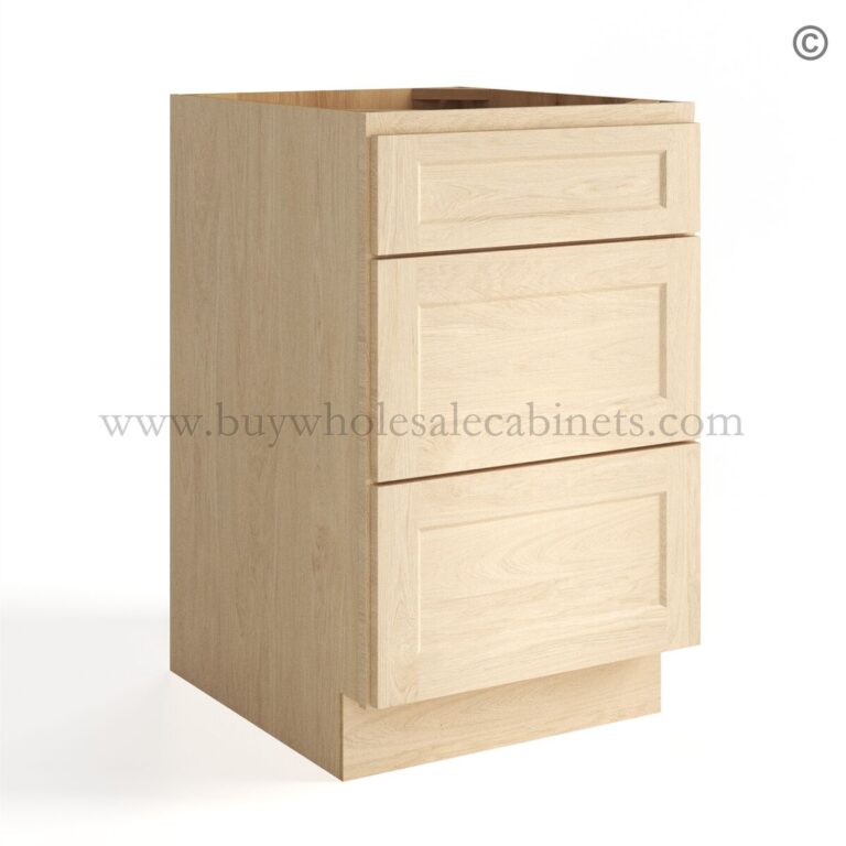 Unfinished Shaker Three Drawers Base Cabinet - BWC